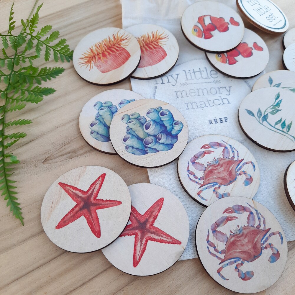 Watercolour Reef Life Memory Match Game - Aussie Made Kids